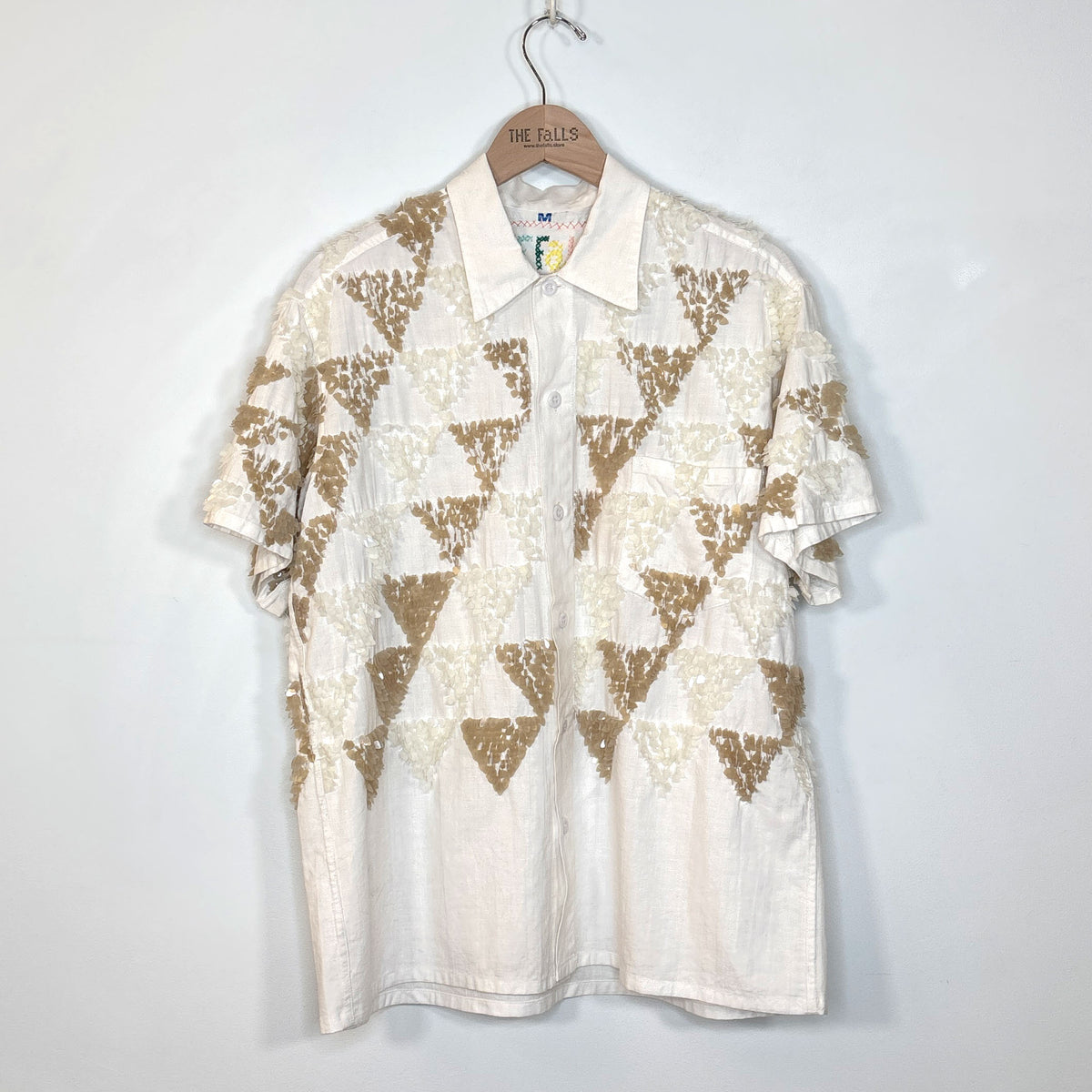 "Triangle Scales" 1960's Uniform Shirt - White / Iridescent/Buff Sequi ...
