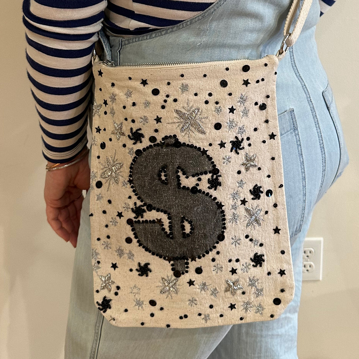 “Money Bags” Shoulder Bag - Natural/Black – The Falls